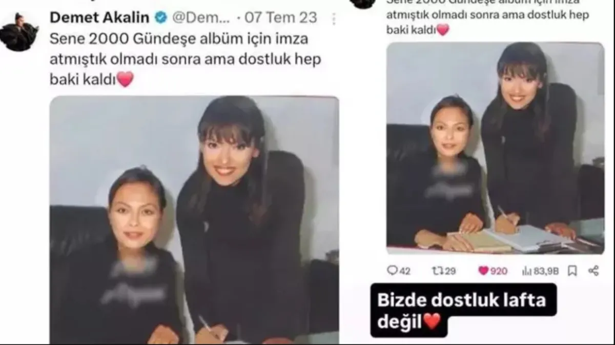 Demet Akalın'dan Ebru Gündeş'li nostaljik paylaşım: Dostluk hep baki ...