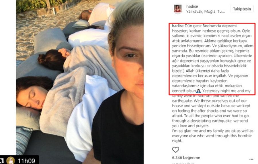 Tatilde olan Hadise deprem sonrası dışarıda uyudu - Magazin Haberleri ...